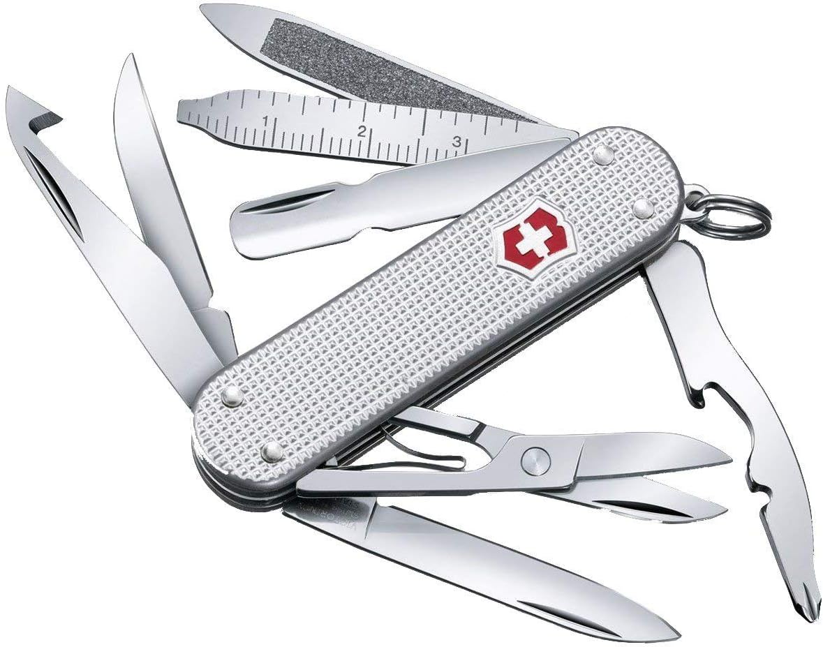 Victorinox Mini Champ Silver Alox - Swiss Army Pocket Knife 58 mm - 14 ...