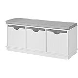 Amazon.com: Haotian FSR64-W, White Storage Bench with Drawers & Padded ...