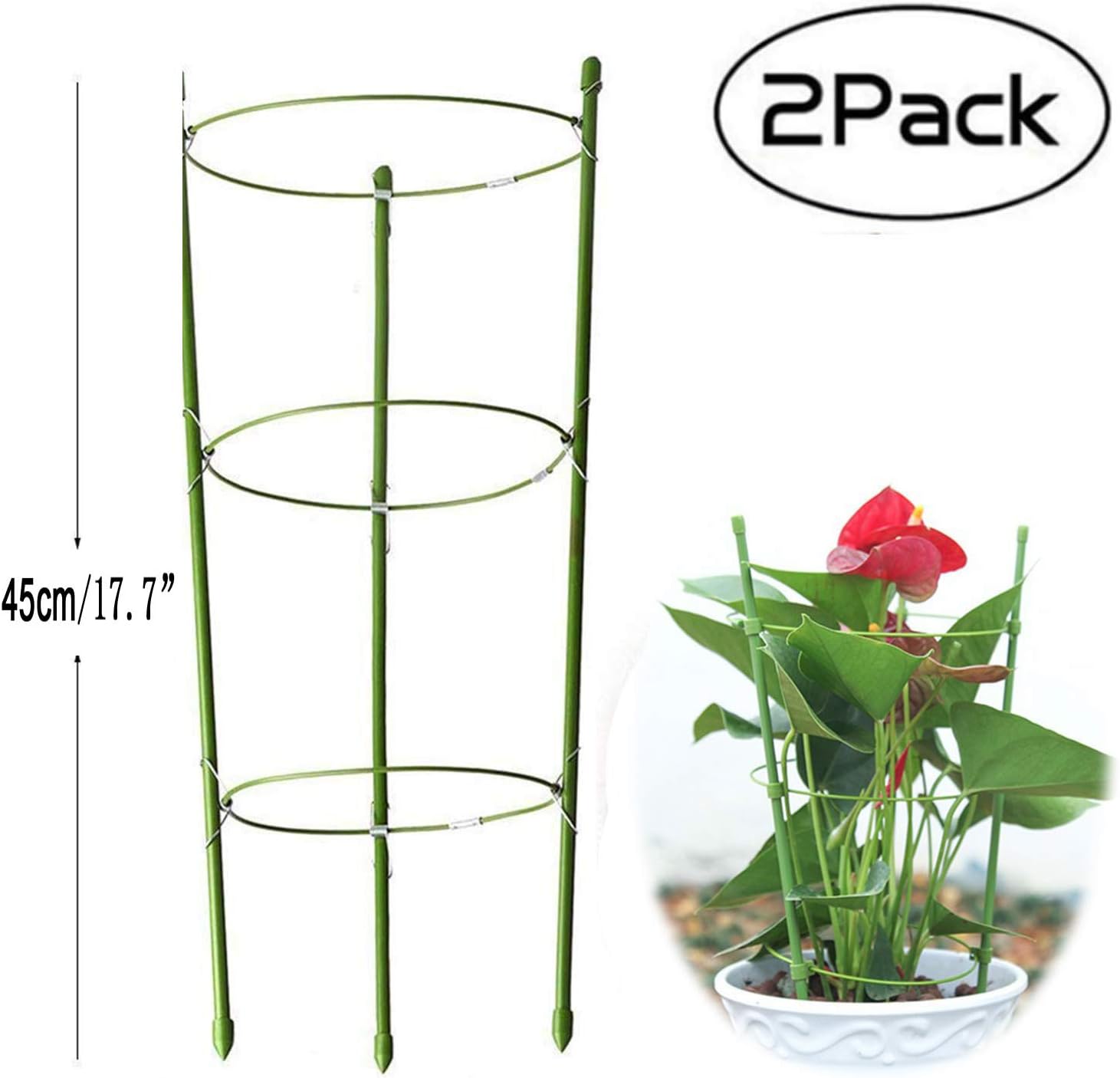 Anzmtos Upgrade 2 Pack Garden Plant Support Ring Large Size Garden ...