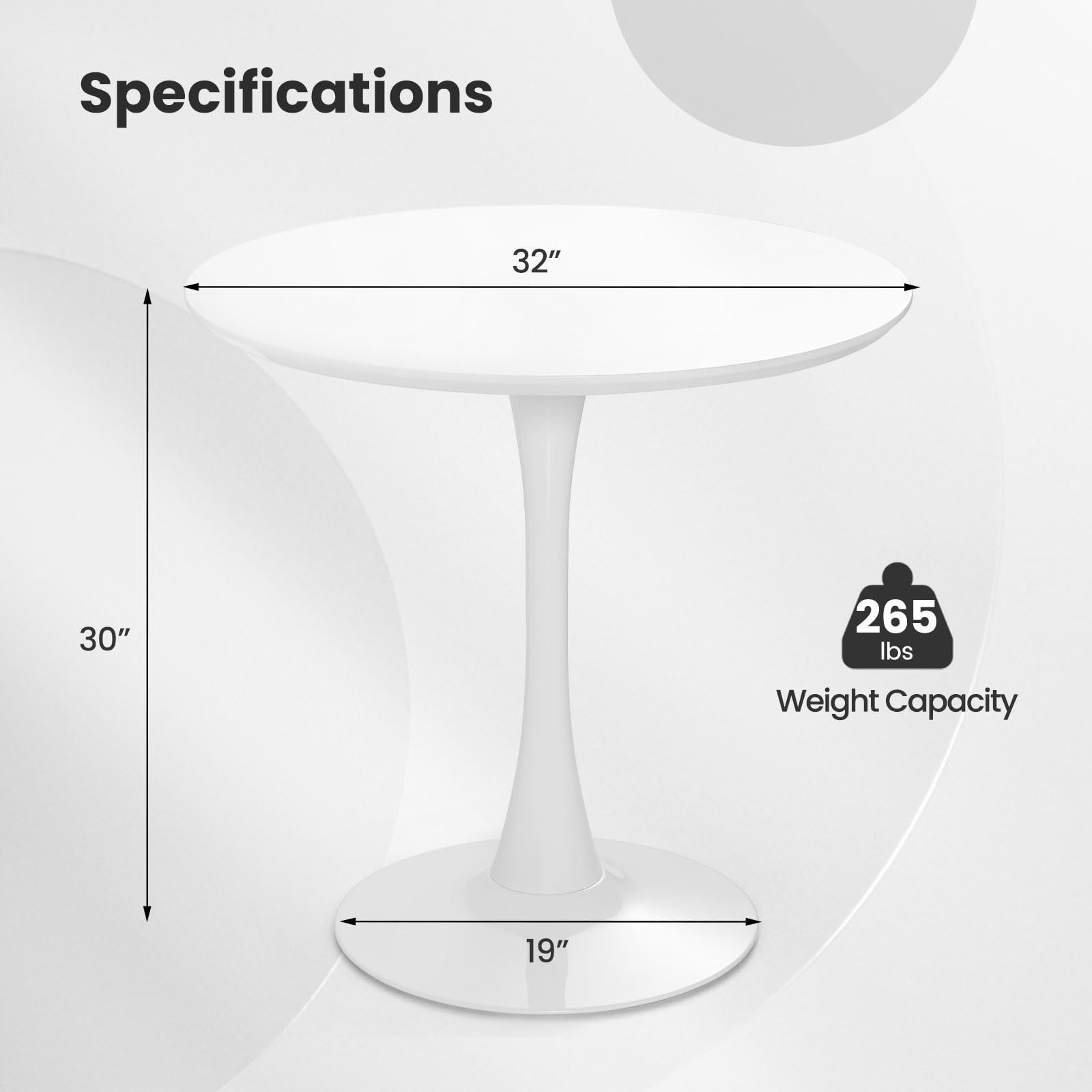 Giantex White Round Dining Table, 32 Inches Modern Tulip Kitchen Table ...