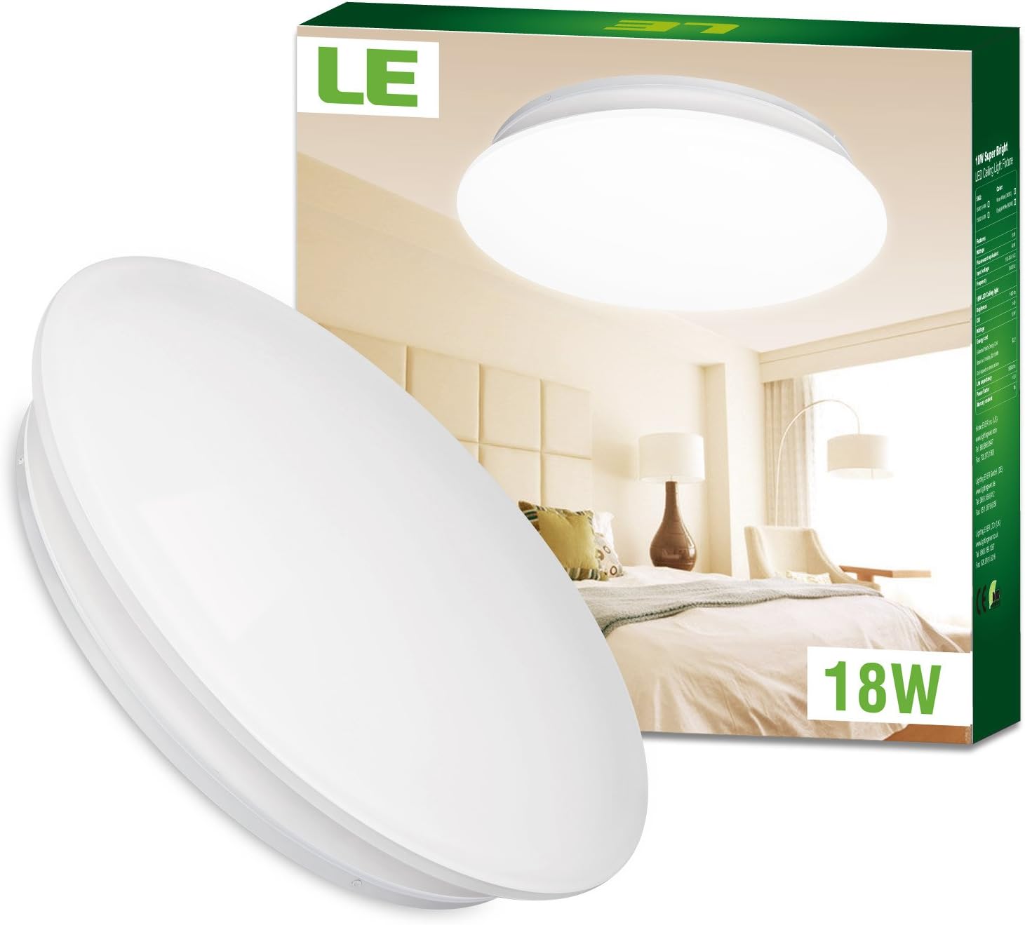 LE Plafoniere LED 18W, Pari Fluorescenti da 40W 1450lm 3000K bianca ...