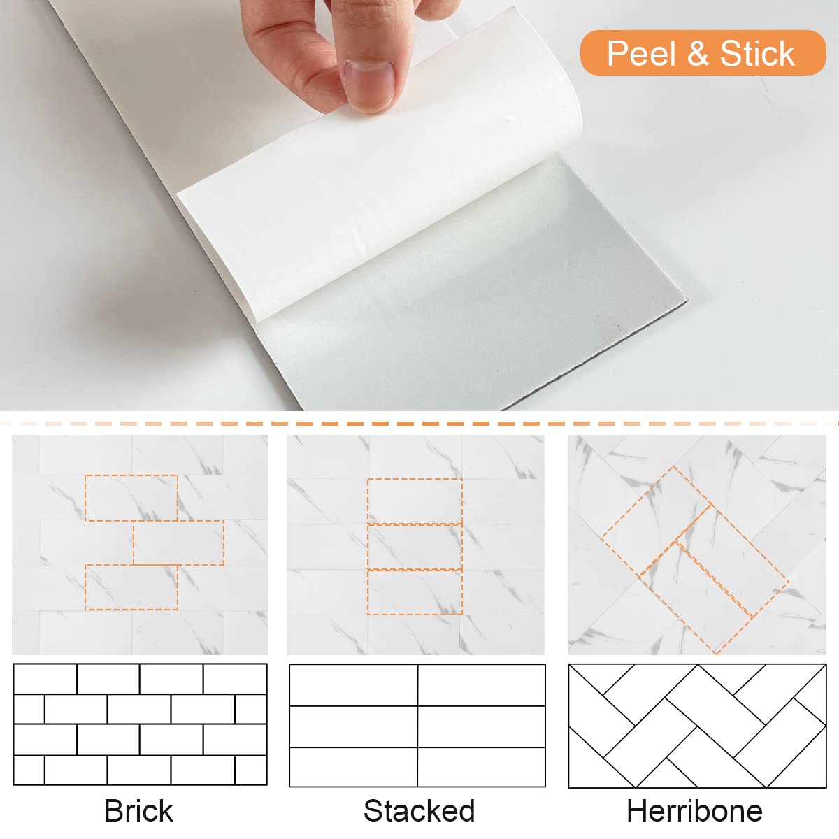 VAOVI Peel And Stick Backsplash Subway Marble Tiles,Kitchen Wall ...