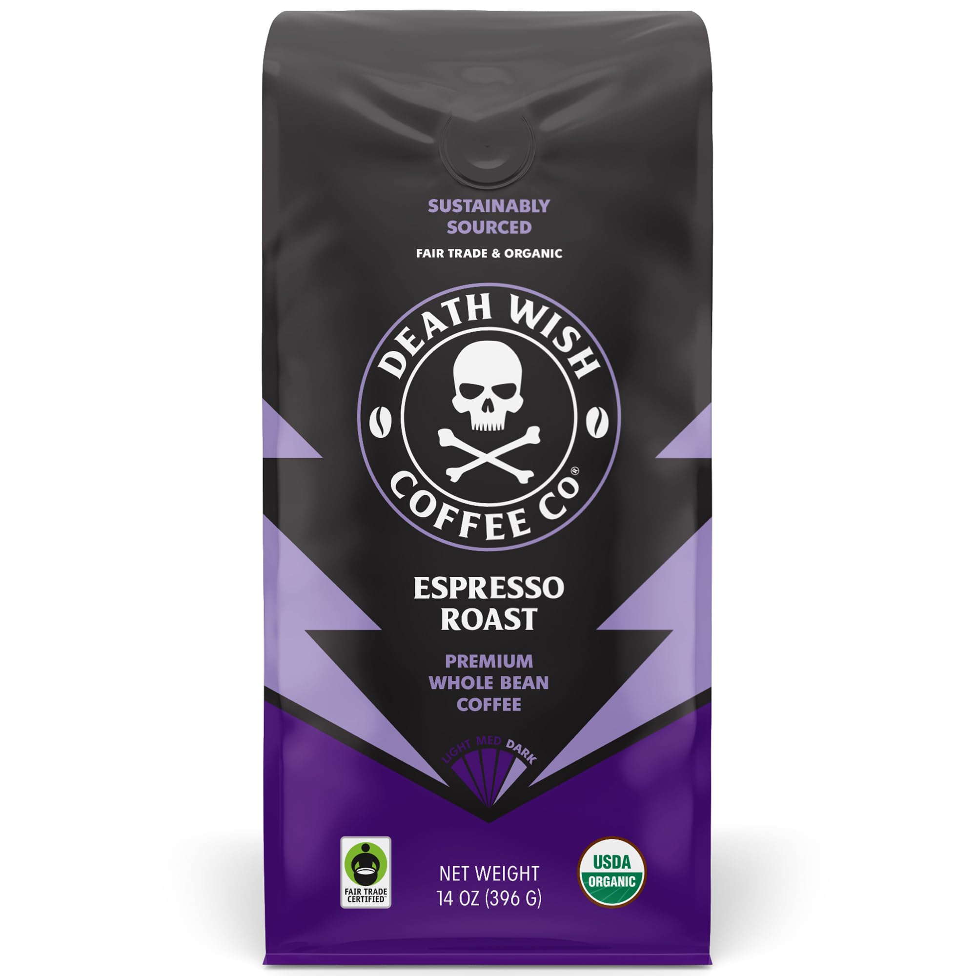 Death Wish Coffee, Whole Bean Espresso Roast - Organic, Fair Trade ...