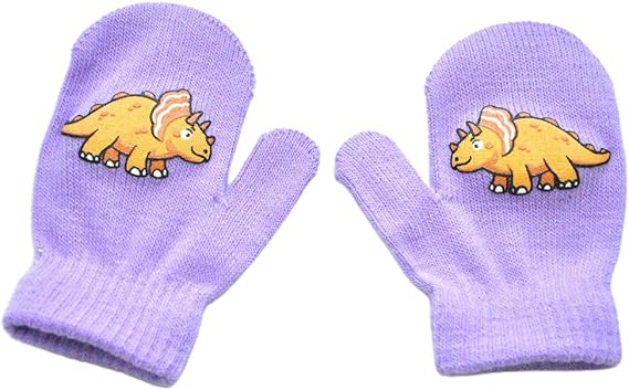 Kids Thermal Gloves Winter Dinosaur Warm Knit Glove Full Finger Animal ...