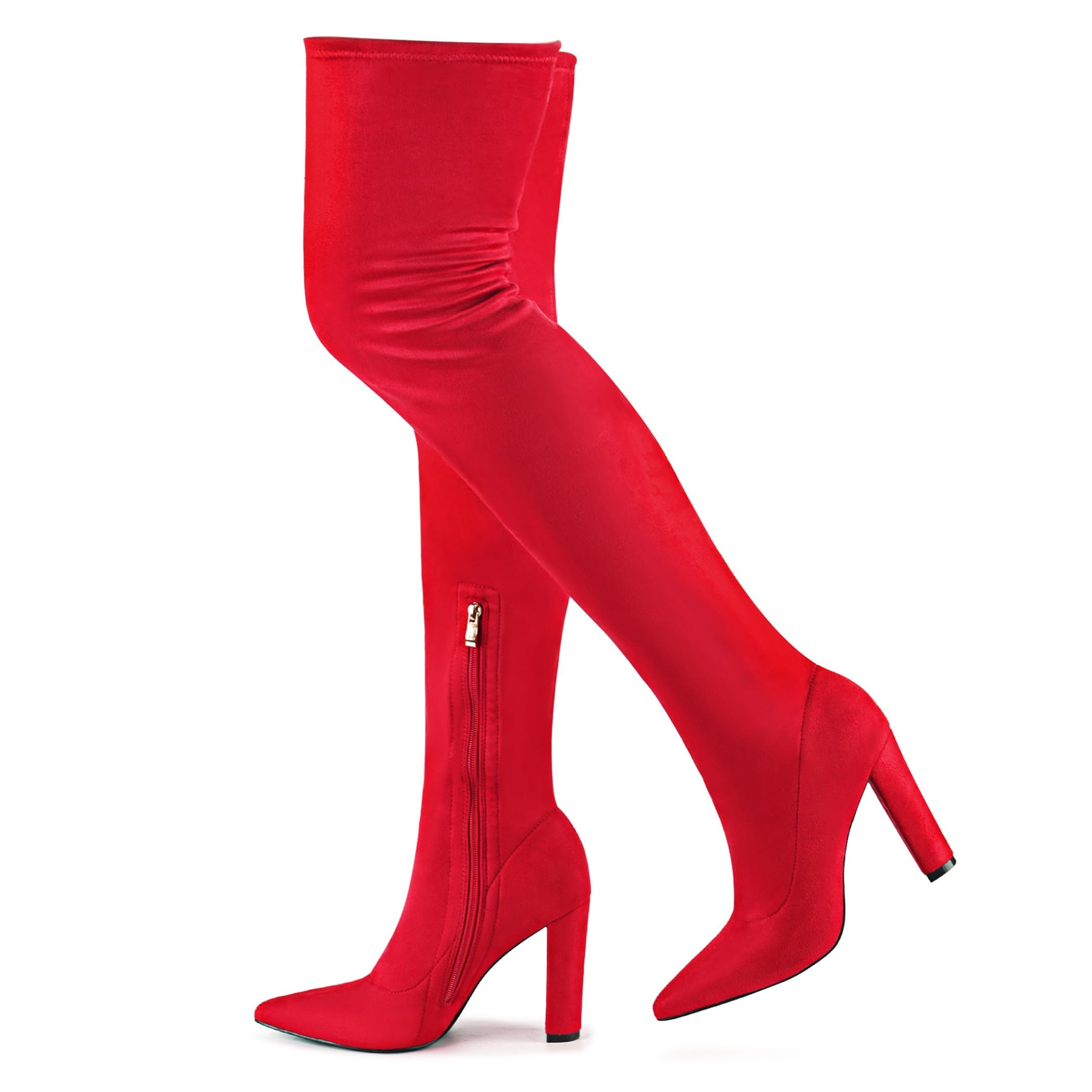 Wsheliu Womens Boots Thigh High Boots Red Suede Over The Knee Boots ...