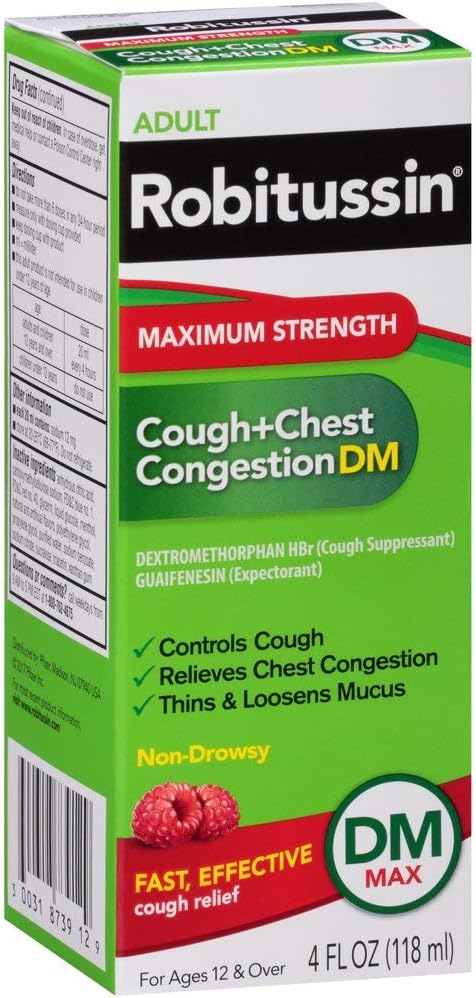Amazon.com: Robitussin Adult Cough+Chest Congestion DM Liquid Maximum ...