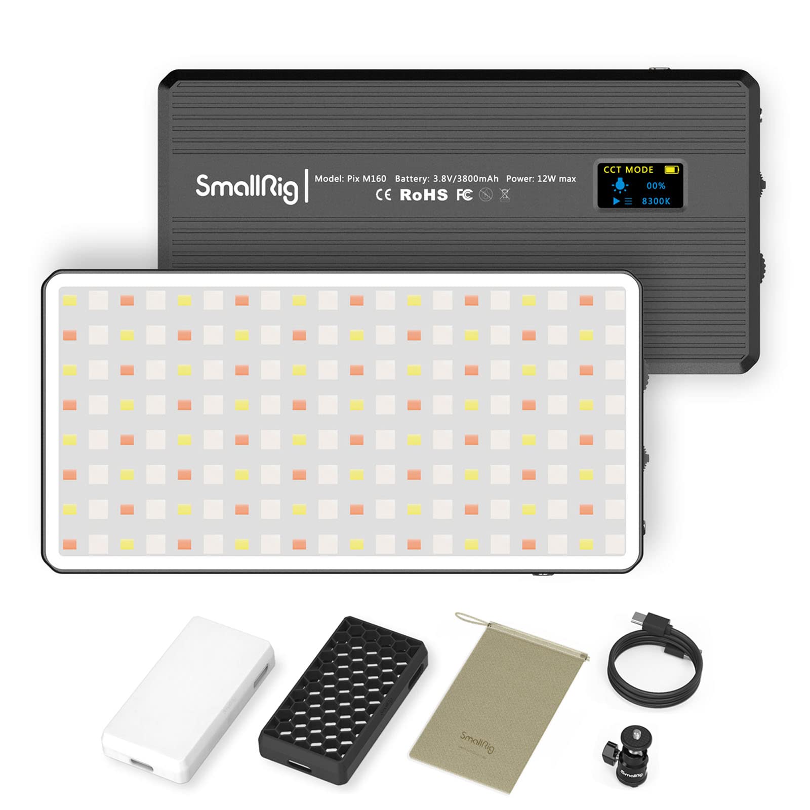 SmallRig Pix M160 RGB Video Light, 12W RGBWW LED Camera Light Panel ...