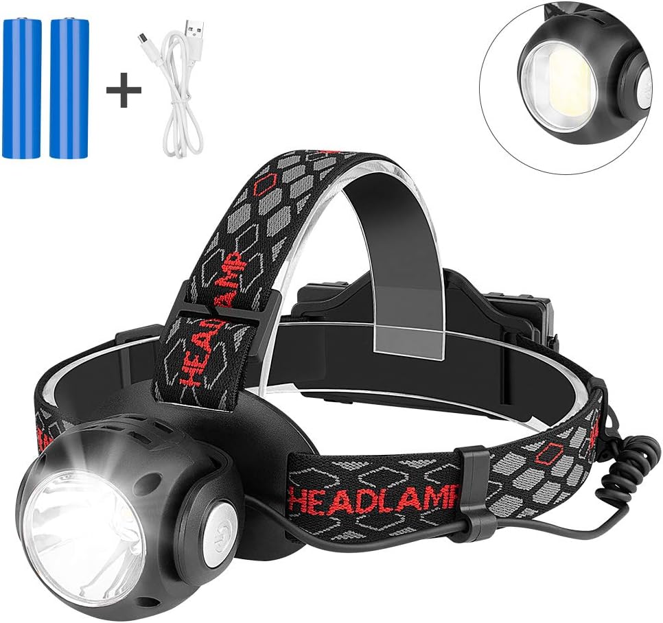 Winzwon Stirnlampe, USB Wiederaufladbare LED Stirnlampe Kopflampe ...