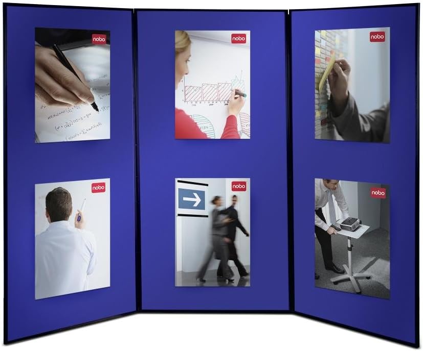 Nobo Showboard Extra Three Panel Blue/Grey: Amazon.co.uk: Office Products