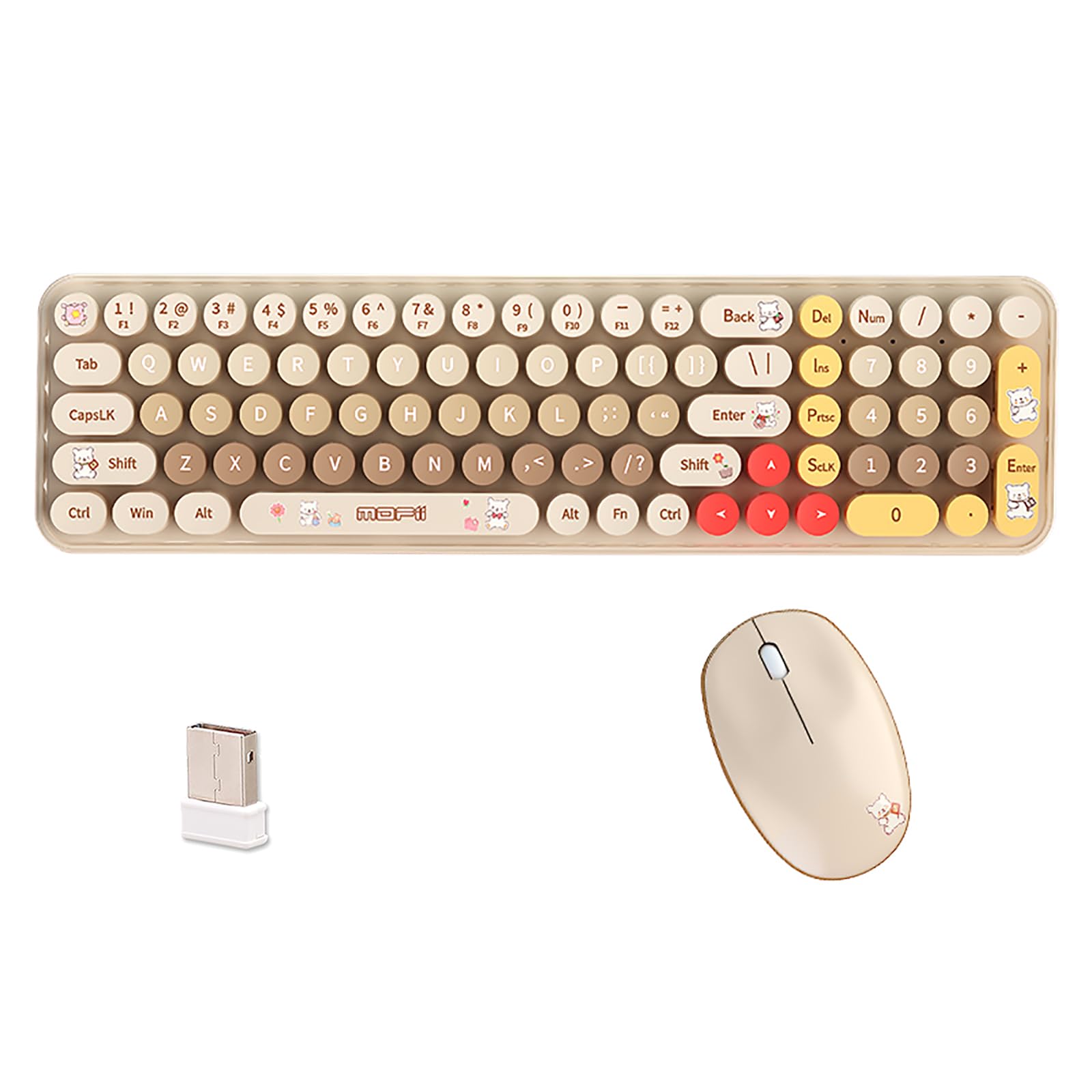 Cute Baby Bear Compact Wireless Keyboard and Mouse Combo, Colorful 85 ...