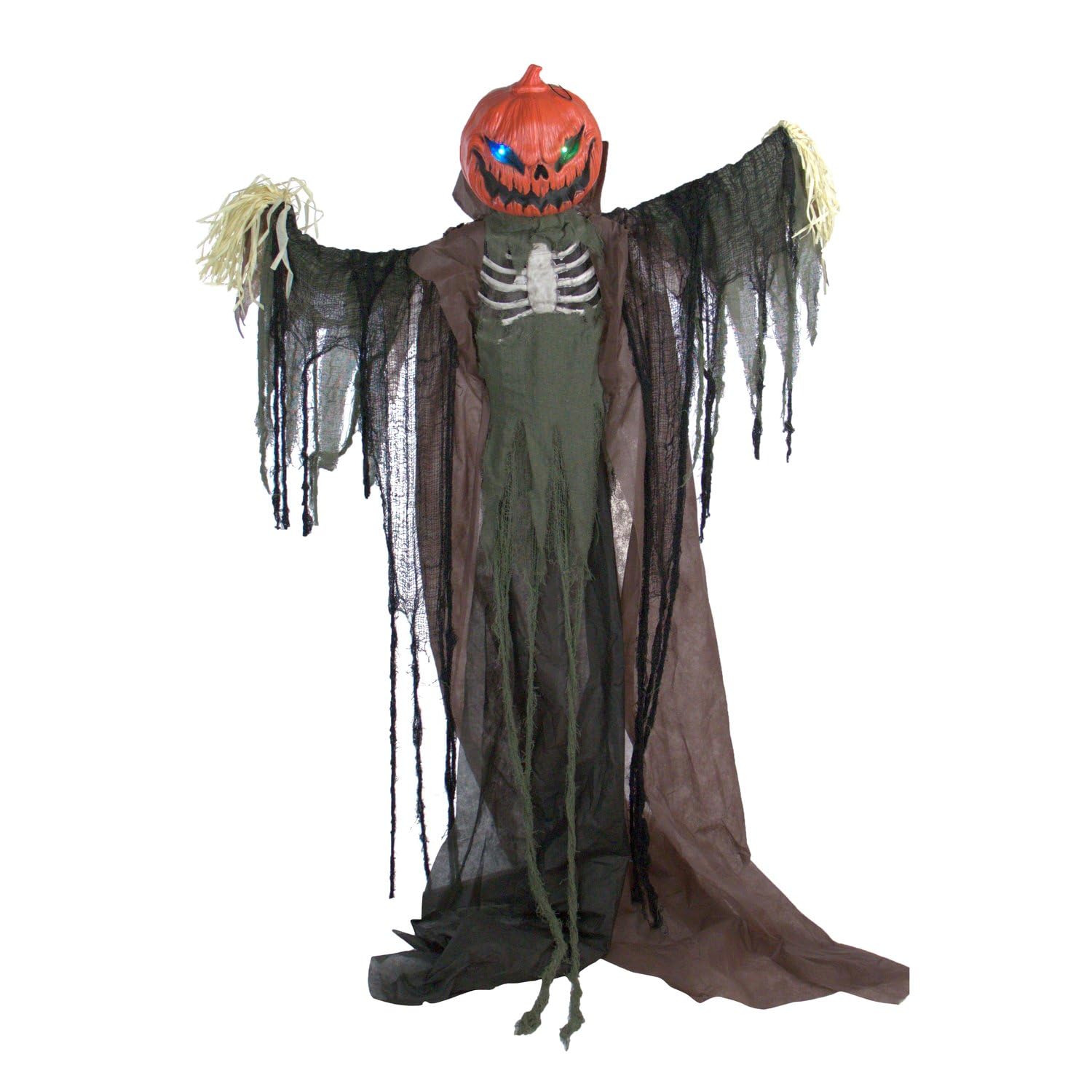 Haunted Hill Farm Life-Size Poseable Pumpkin Scarecrow, Halloween ...