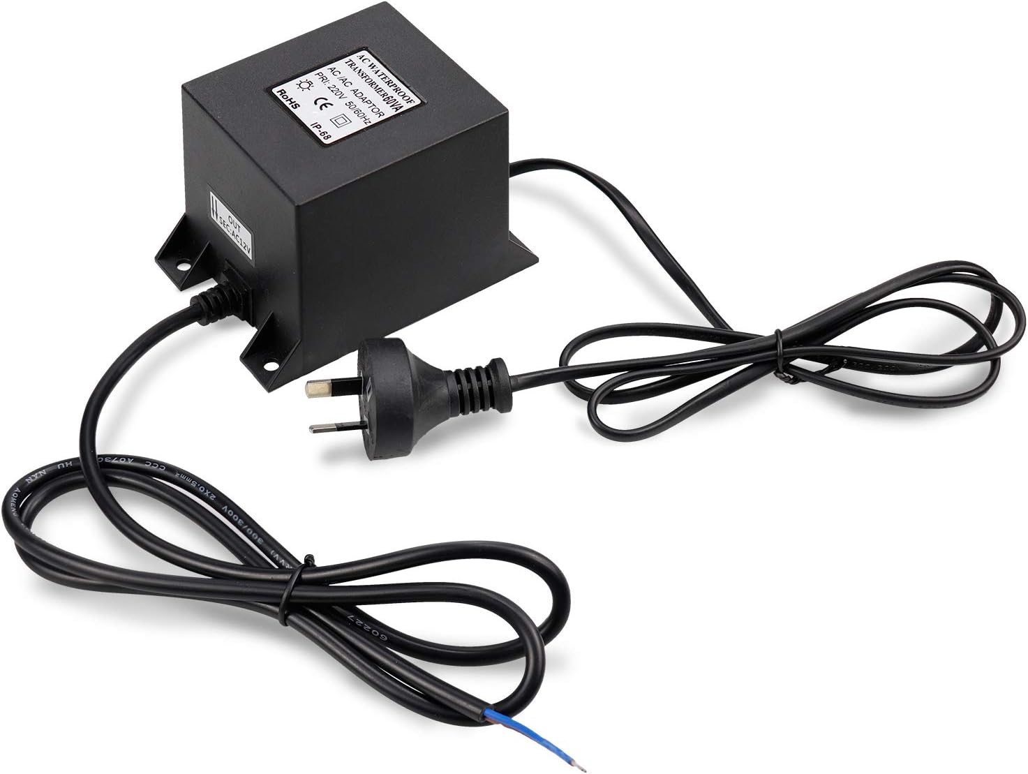 Waterproof 12V AC Transformer 60W, 230V/240V to AC 12V LED Power Supply ...