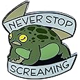 Amazon.com: "Never Stop Screaming" Funny Cartoon Enamel Pins Toad Rain ...