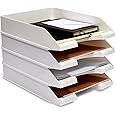 4 Pack Stackable Letter Size Paper Trays for Documents, White File ...