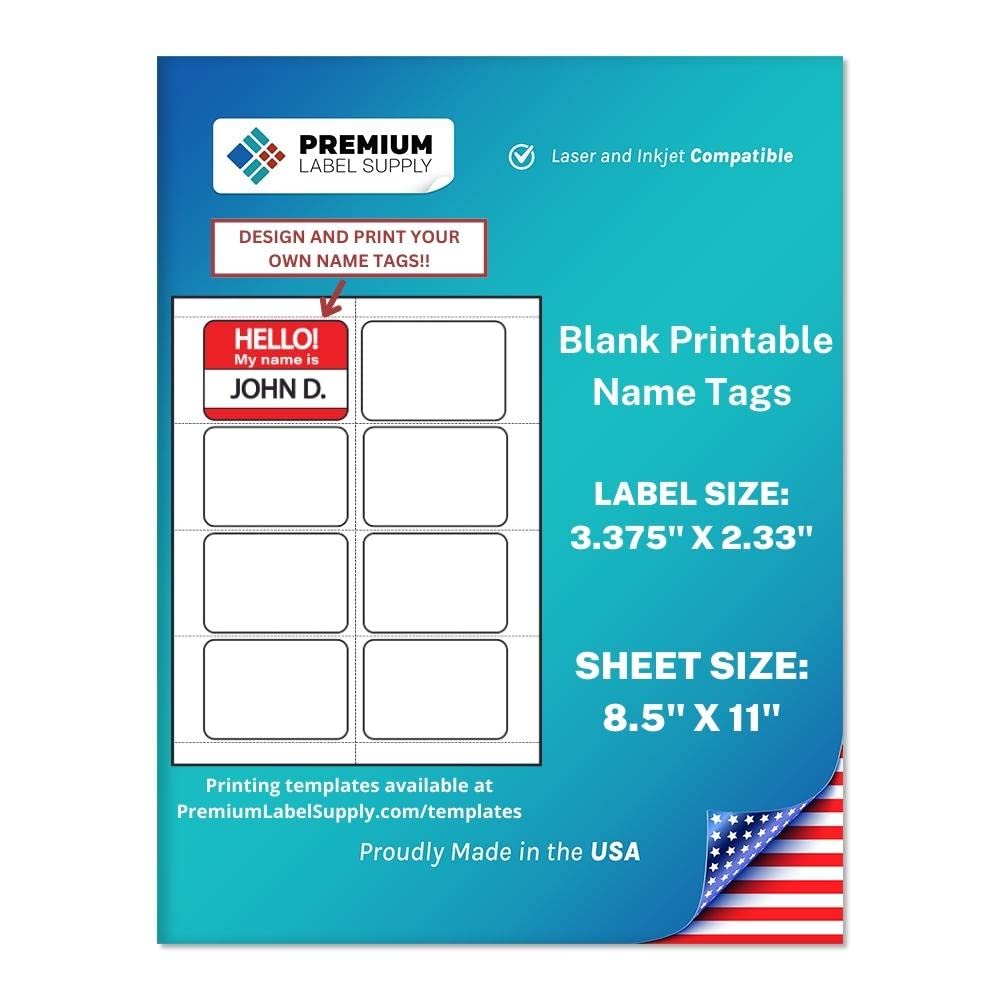 Mua Blank Printable Name Tag Stickers - 2-1/3" x 3-3/8" - Laser/Inkjet ...