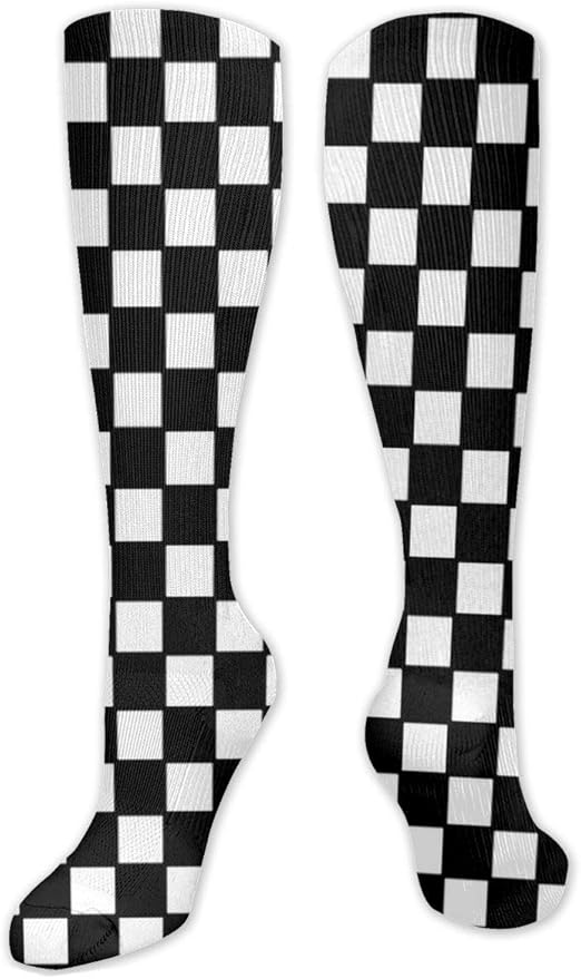 Checker Board Checkered Print Socks Comprion Sock 19.7 Inch/50cm Long ...