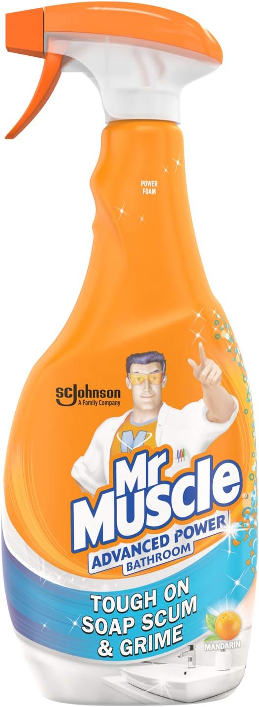 Mr Muscle Bathroom Cleaner, Advanced Power Cleaning Spray for Soap Scum ...