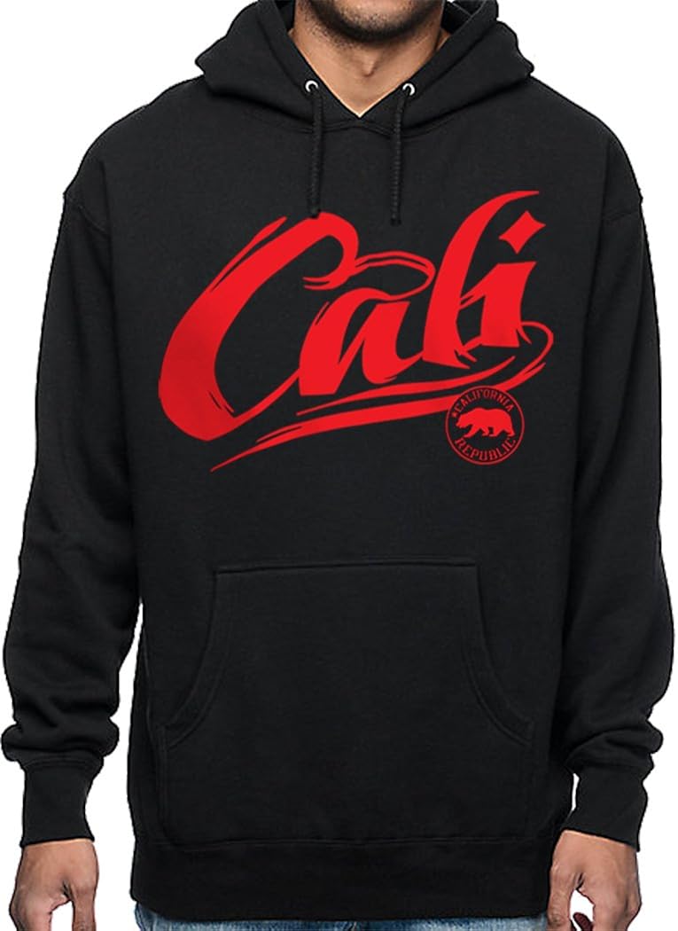 Amazon.com: CaliDesign Men's California Hoodie Cali Script Sweatshirt ...