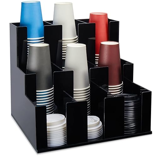 Yoande Acrylic Disposable Coffee Cup Dispenser 9 Compartment Vertical ...