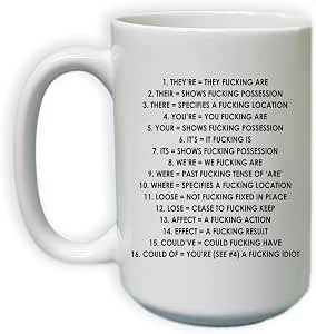 Amazon.com: Funny Grammar Nazi Coffee Mug - Fucking Grammar Coffee Mug ...