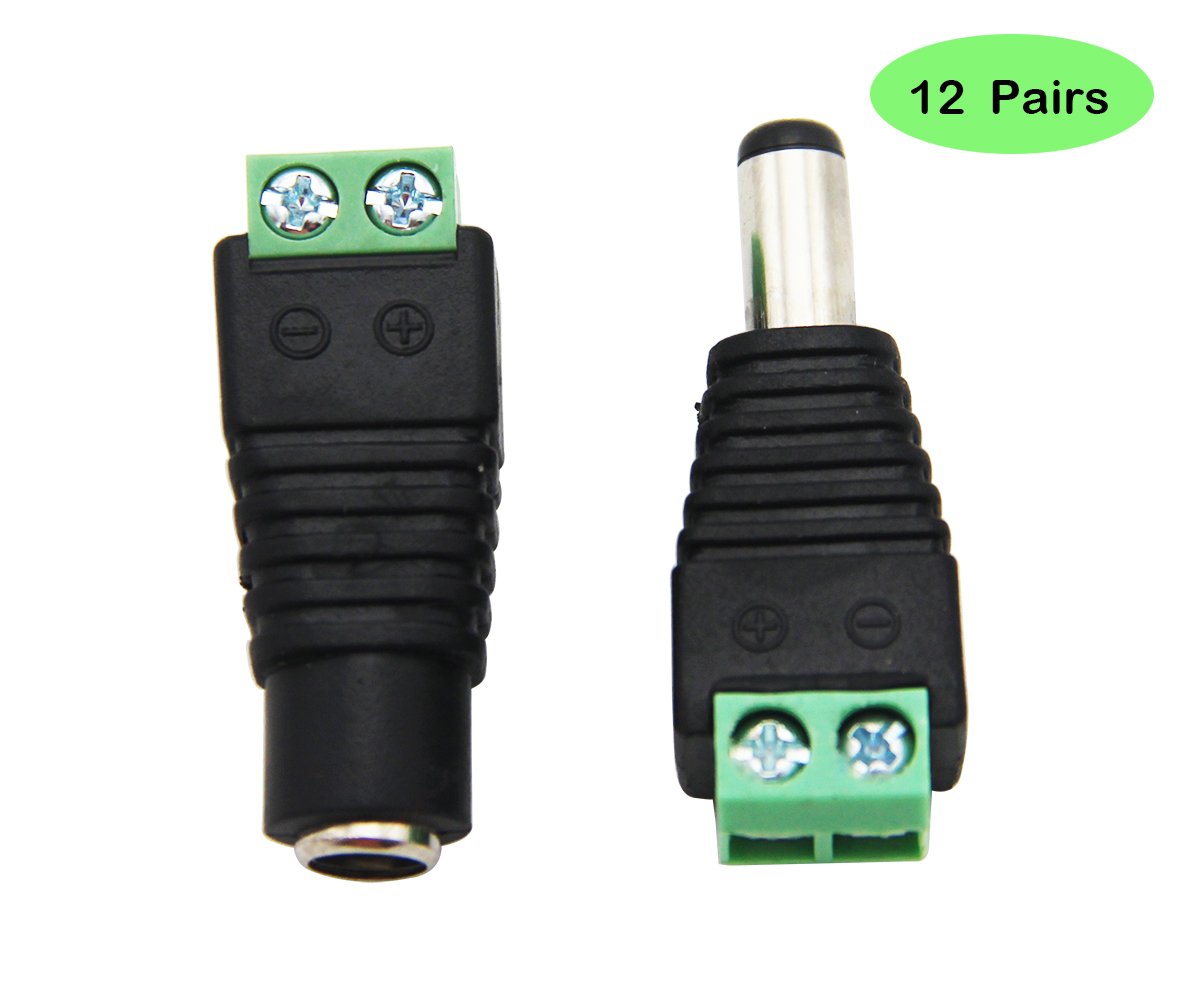 12 Pairs 12V DC Power Male & Female Plug Balun: Amazon.co.uk: Electronics
