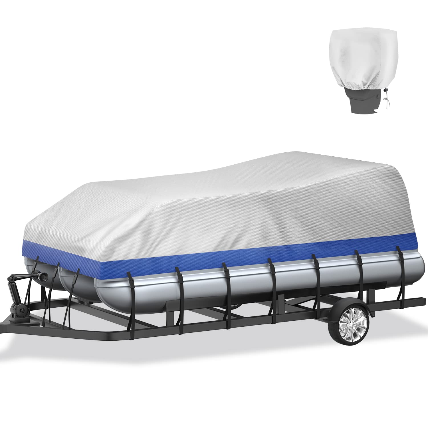 Pontoon Boat Cover Trailerable + Motor Cover, Pontoon Cover Heavy Duty ...