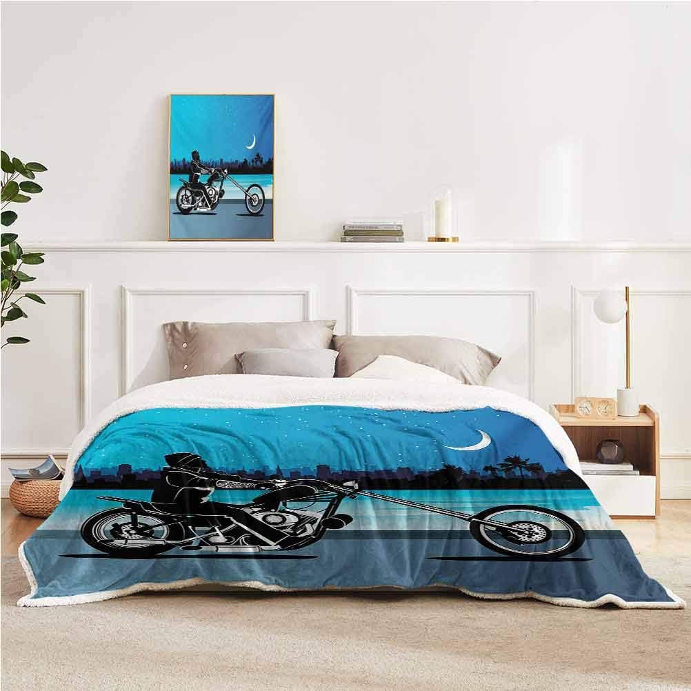 YUAZHOQI Motorcycle Throw Blanket for Couch Bed Art with Chopper ...