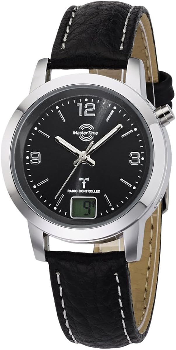 Master Time Damen Funk Uhr Analog-Digital Quarz mit Leder Armband MTLA ...