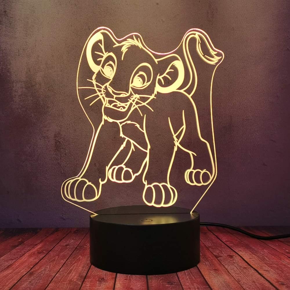 Cute Simba Lion King Night Light Cartoon 3D LED Portable Touch Remote ...