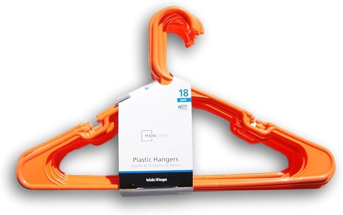 Amazon.com: MS Mainstays Plastic Adult Hangers - Bright Orange - 18 ...