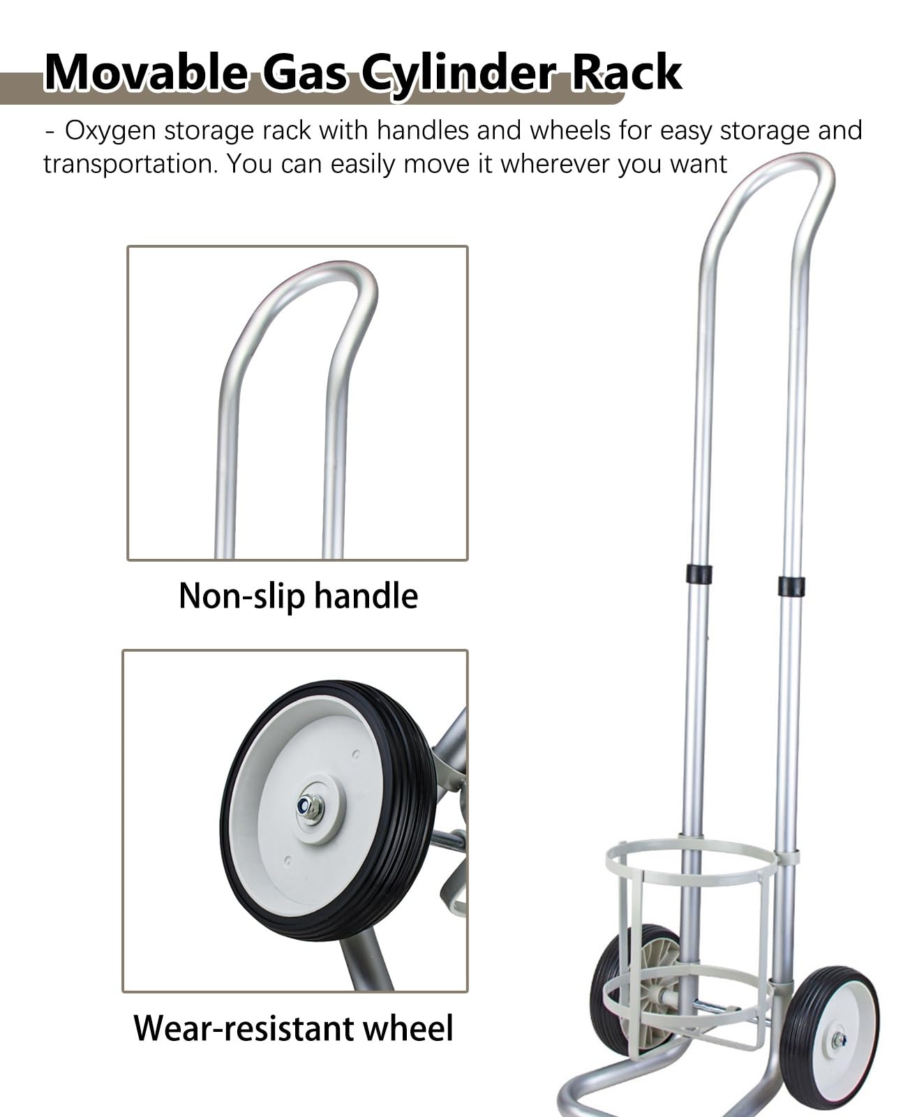 PPOIUYK Oxygen Cylinder Rack Small Rolling 2 Wheel Oxygen Tank Cart ...