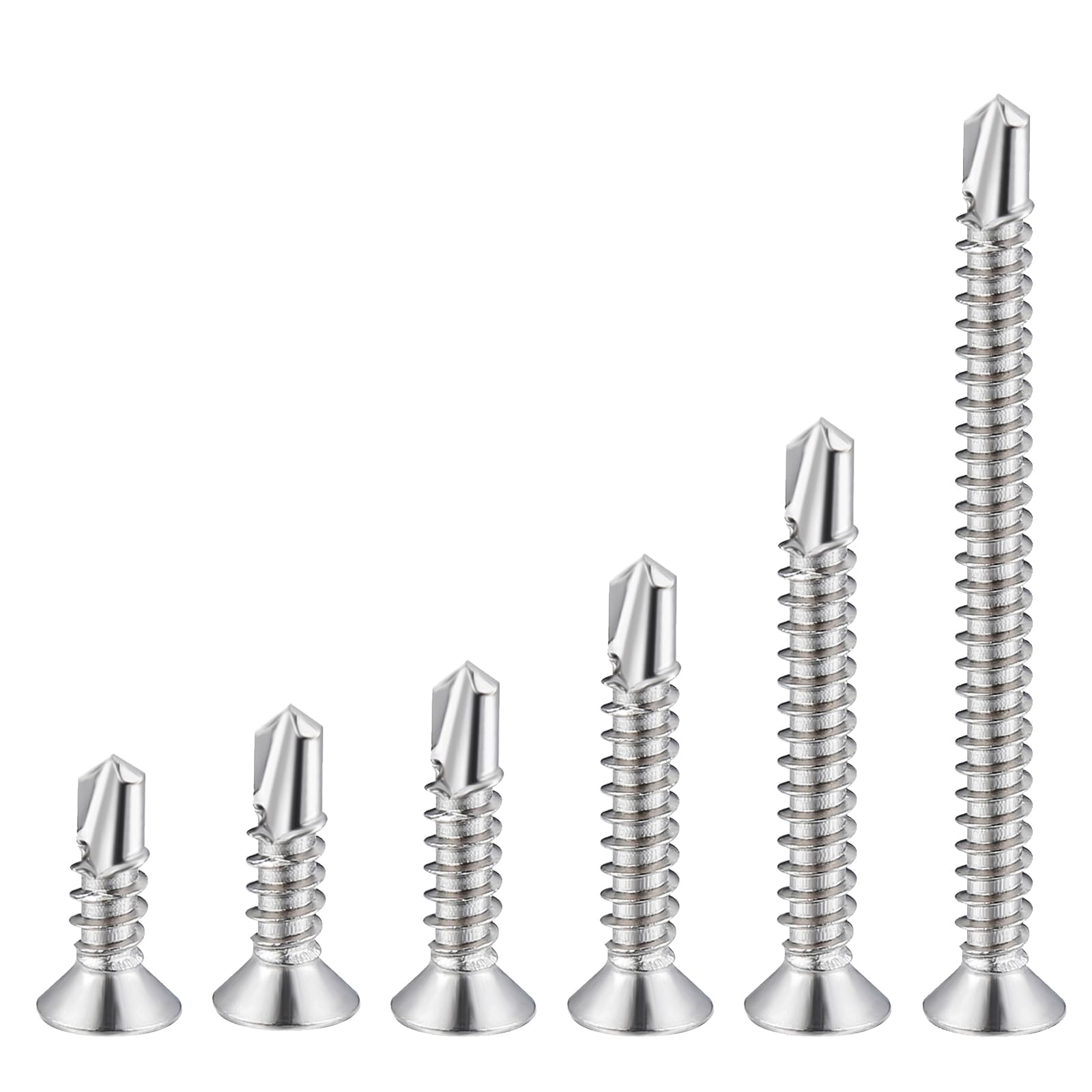 Wensilon?155pcs? for Sheet Metal Self-Tapping Screws 410 Stainless Steel Flat Head High-Strength ...