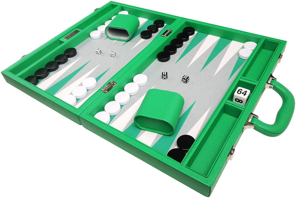 16-inch Premium Backgammon Set – Medium Size – Green Board – BigaMart