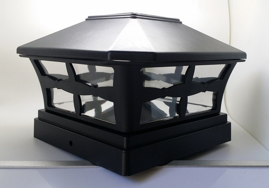 6 Piece Solar BLACK FINISH Post Deck Fence Cap Lights for 5" X 5" Vinyl ...