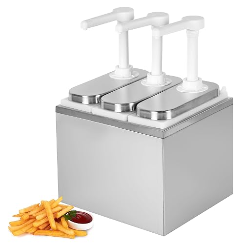 3.2Quart Condiment Pump Station Stainless Steel Sauce Dispenser Pump ...
