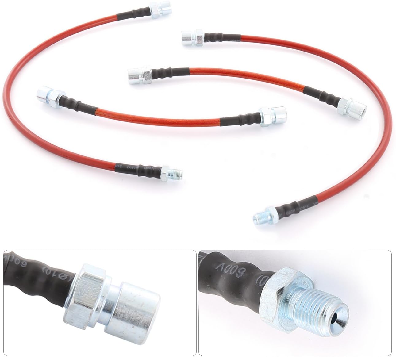 Amazon.com: For Porsche 944 Euro Front Rear Red Stainless Steel Braided ...