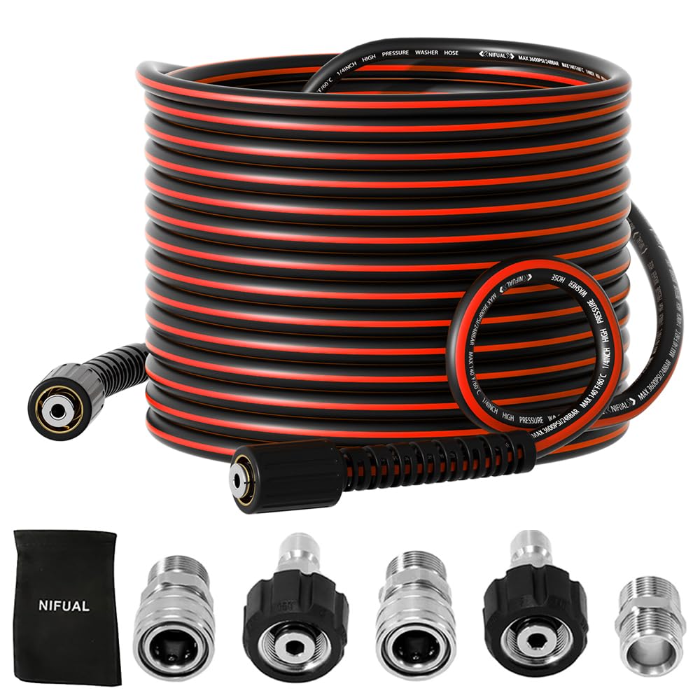 Pressure Washer Hose 1/4",Kink Resistant M22 14mm Fittings & 3/8 ...