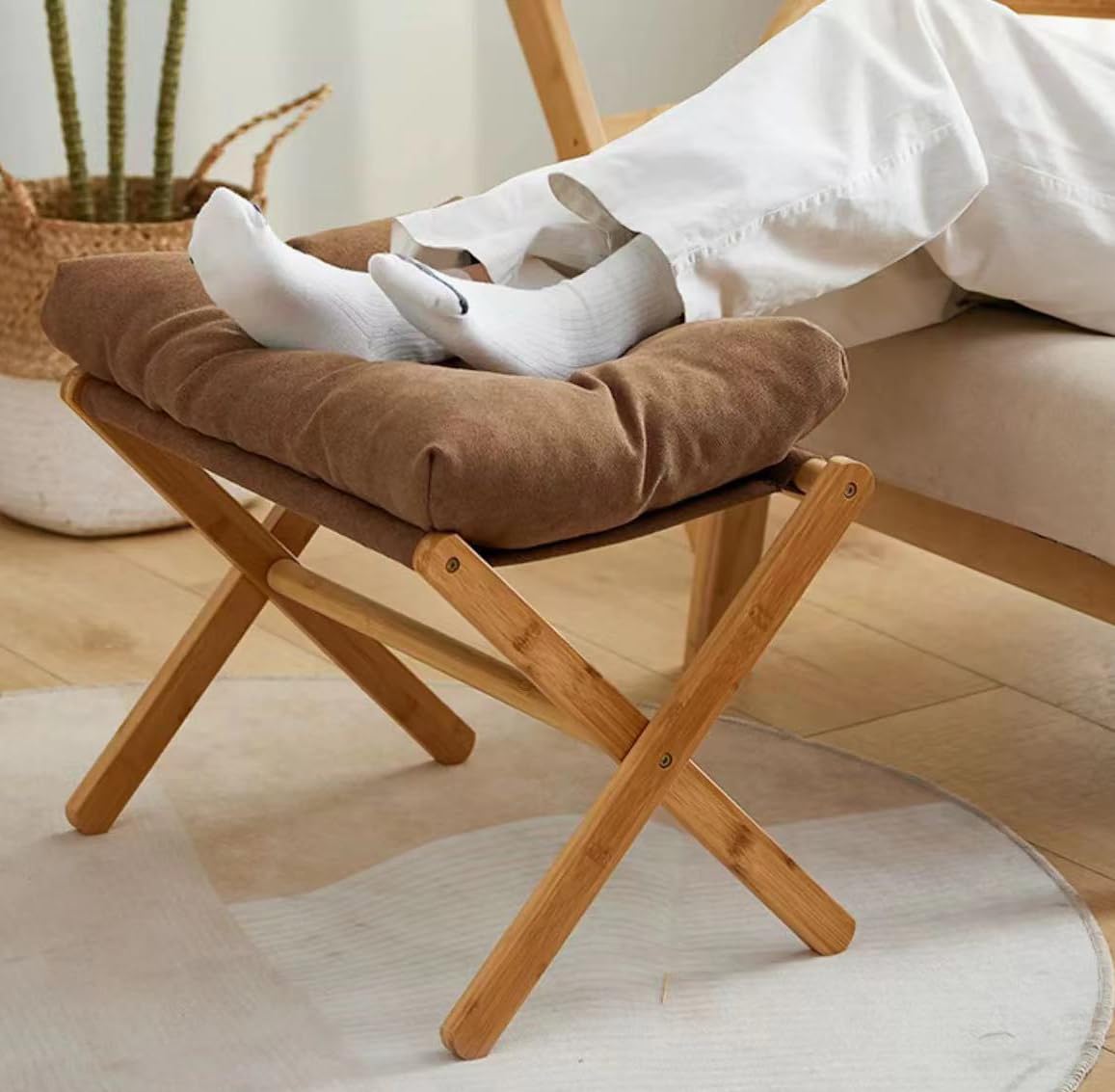 Mua Ottoman Footrest Chair Under Desk Ottoman Natural Bamboo Footstool ...