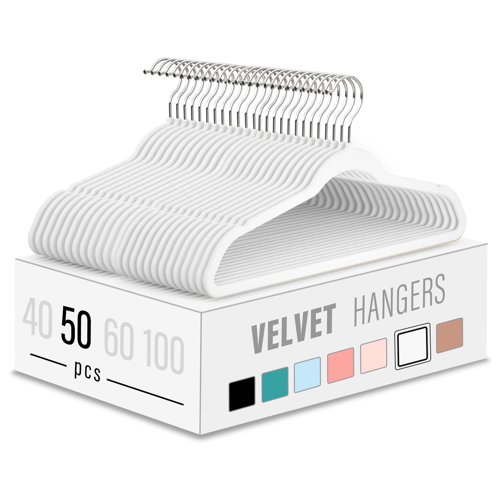 Velvet Clothes Hangers (50 Pack) Heavy Duty Durable Suit Hanger Vibrant ...