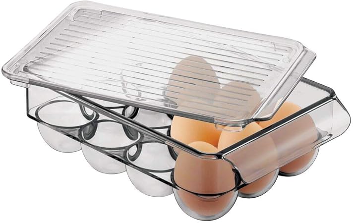 mDesign Practical Egg Tray for Refrigerator - Large Egg Holder Made of ...