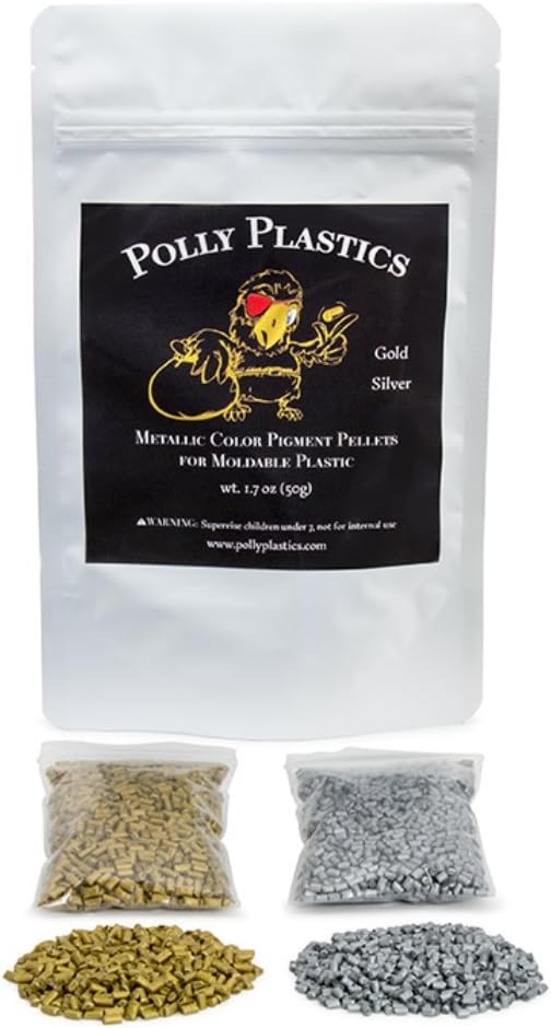 Polly Plastics Metallic Color Pellets Moldable Plastic. Gold Silver ...