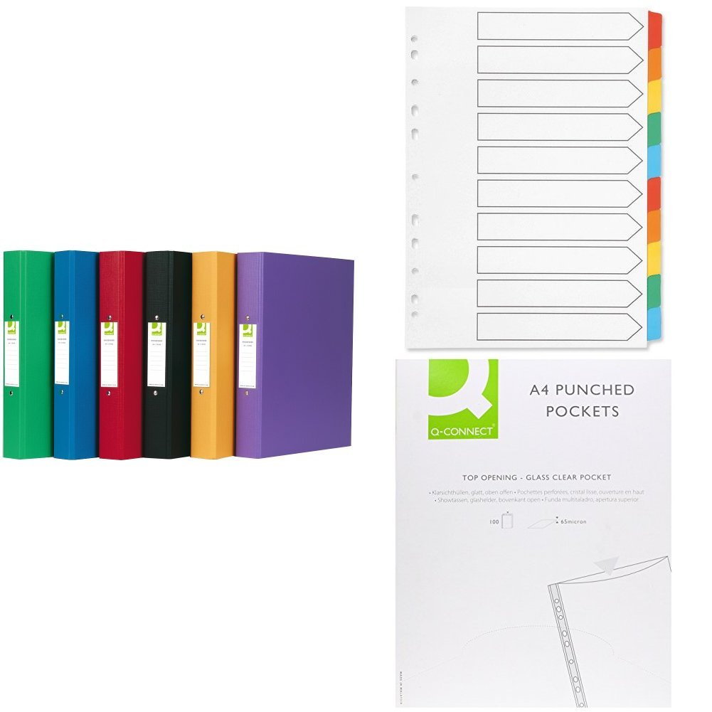 Q-Connect A4 2 Ring Binder Polypropylene with Index A4 Multi-Punched 10 ...