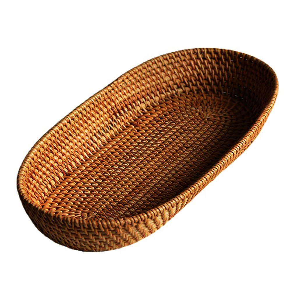 i-lan 17” Natural Rattan Honey Brown Long Narrow Oblong Baguettes ...