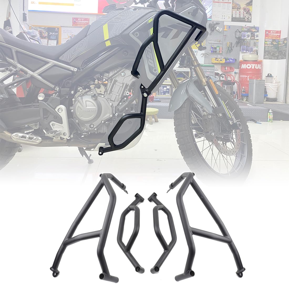 Steel Engine Guards Bumper for CFMOTO 450MT CF450MT 2024-2025 Upper Lower Highway Crash Bars ...