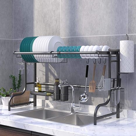 New Dish Drainer Over The Sink,Length Adjustable from 60cm to 96cm Dish ...
