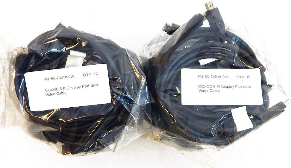 Coxoc Lot 20 6Ft Displayport Video Cable 50 7C518 L20 50 7C518 001 R W ...