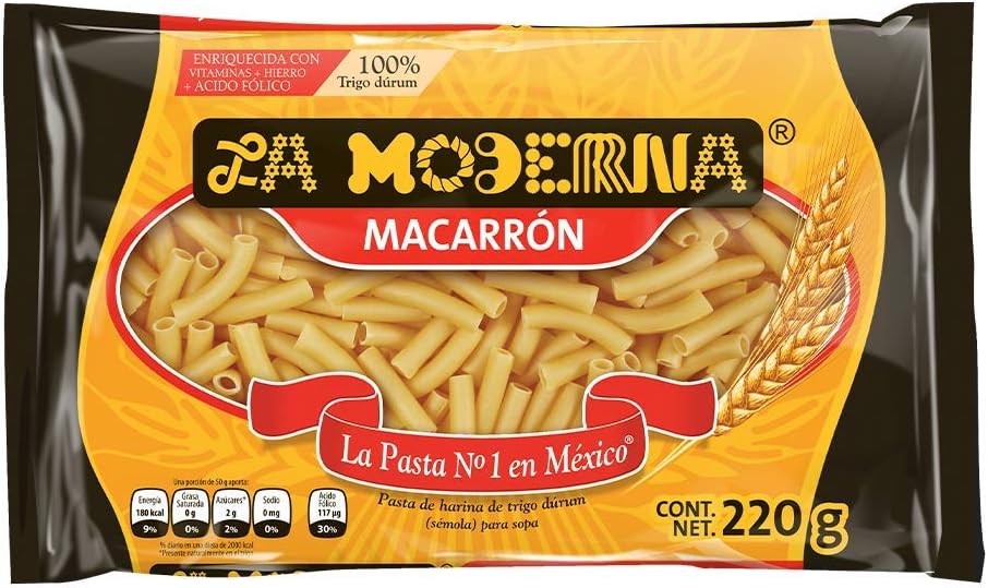 La Moderna, Macarrón, Pasta, 220 Gramos: Amazon.com.mx: Alimentos y Bebidas