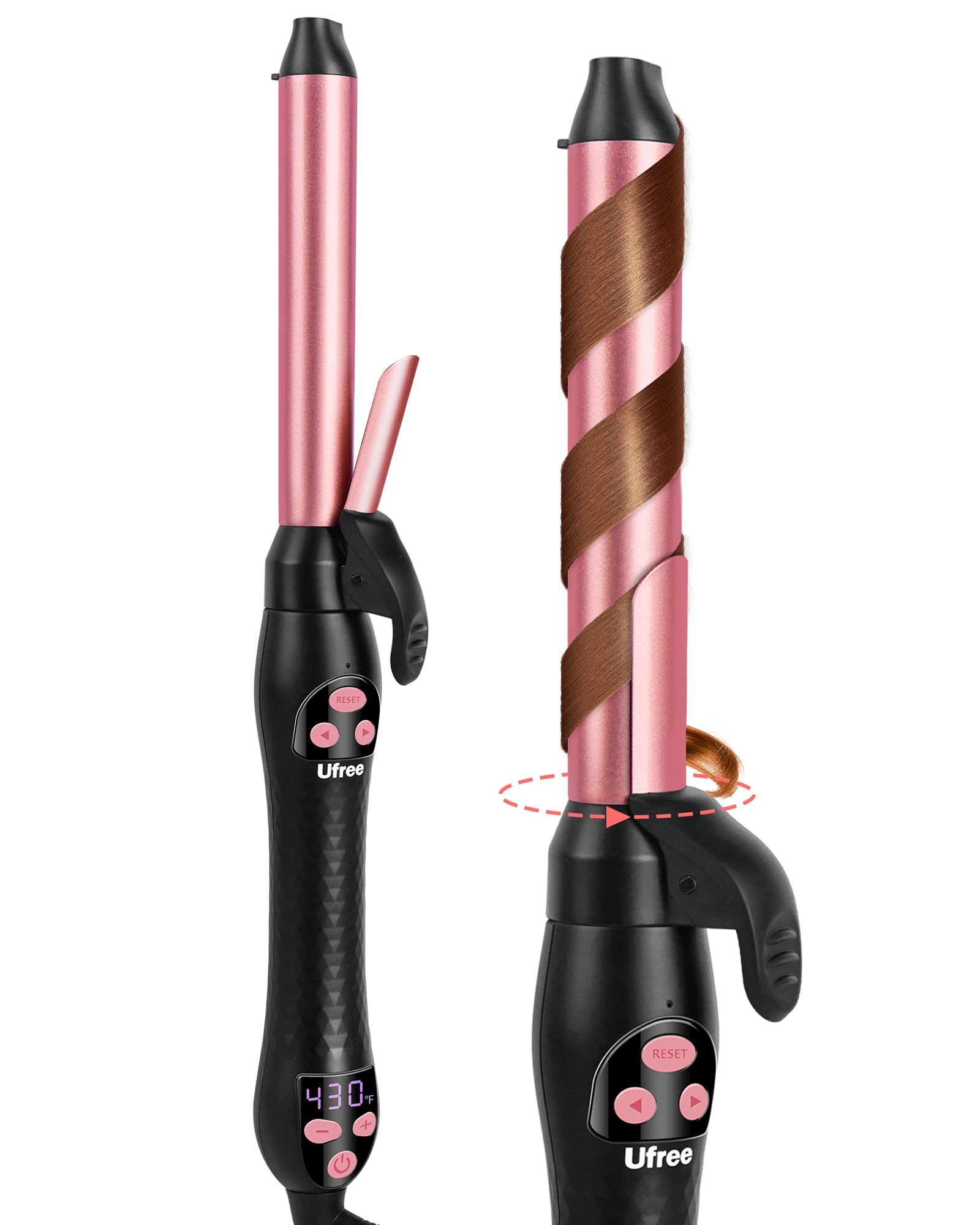 Ufree Rotating Curling Iron 1 Inch, Curling Wand, Automatic Hair Curler with Long Barrel Heating ...