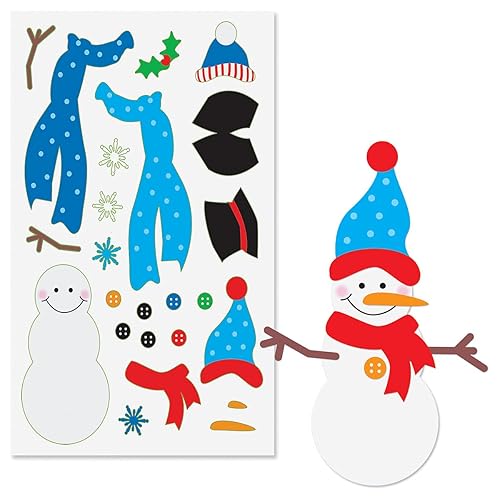 Decorate-Your-Own Snowman Holiday Sticker Sheets, Makes 12 Snowmen ...