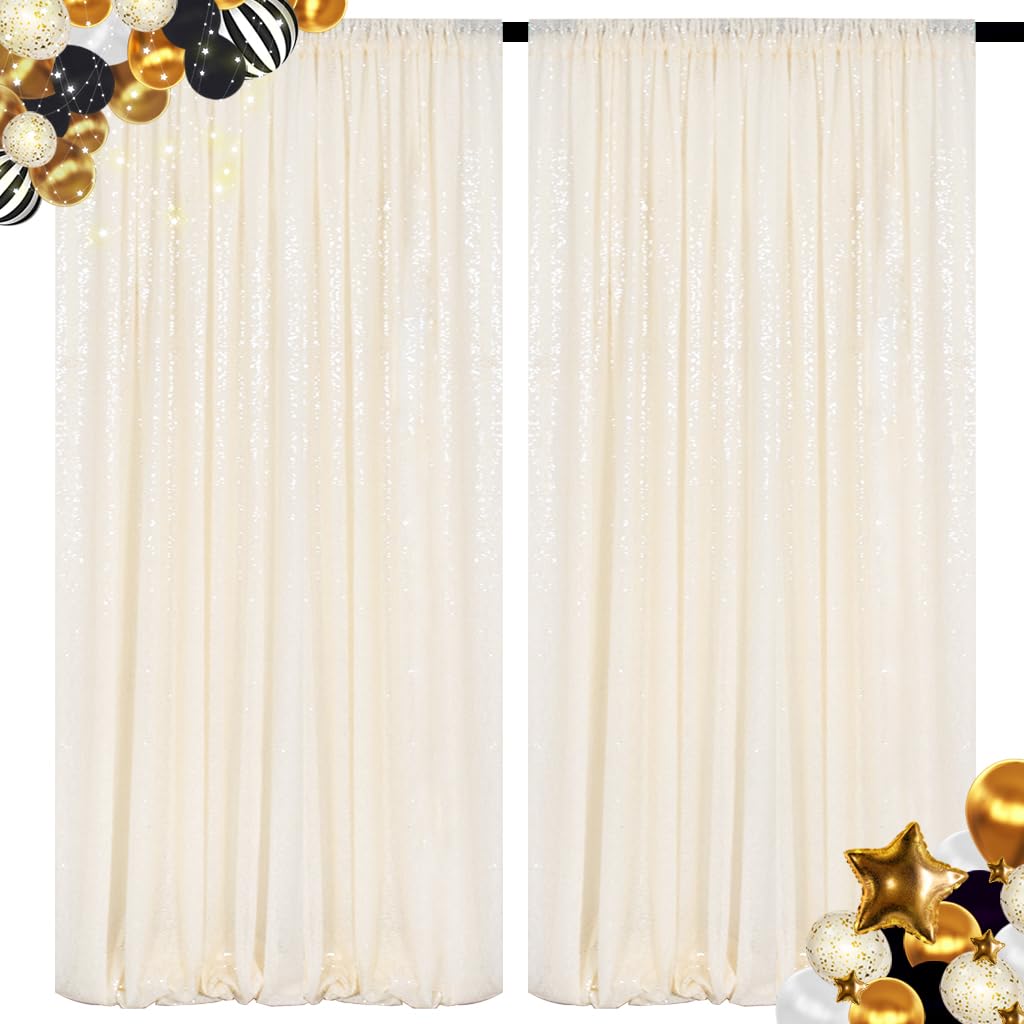 ShiDianYi Sequin Backdrop Ivory 2 Panels 4FTx10FT Backdrop for ...